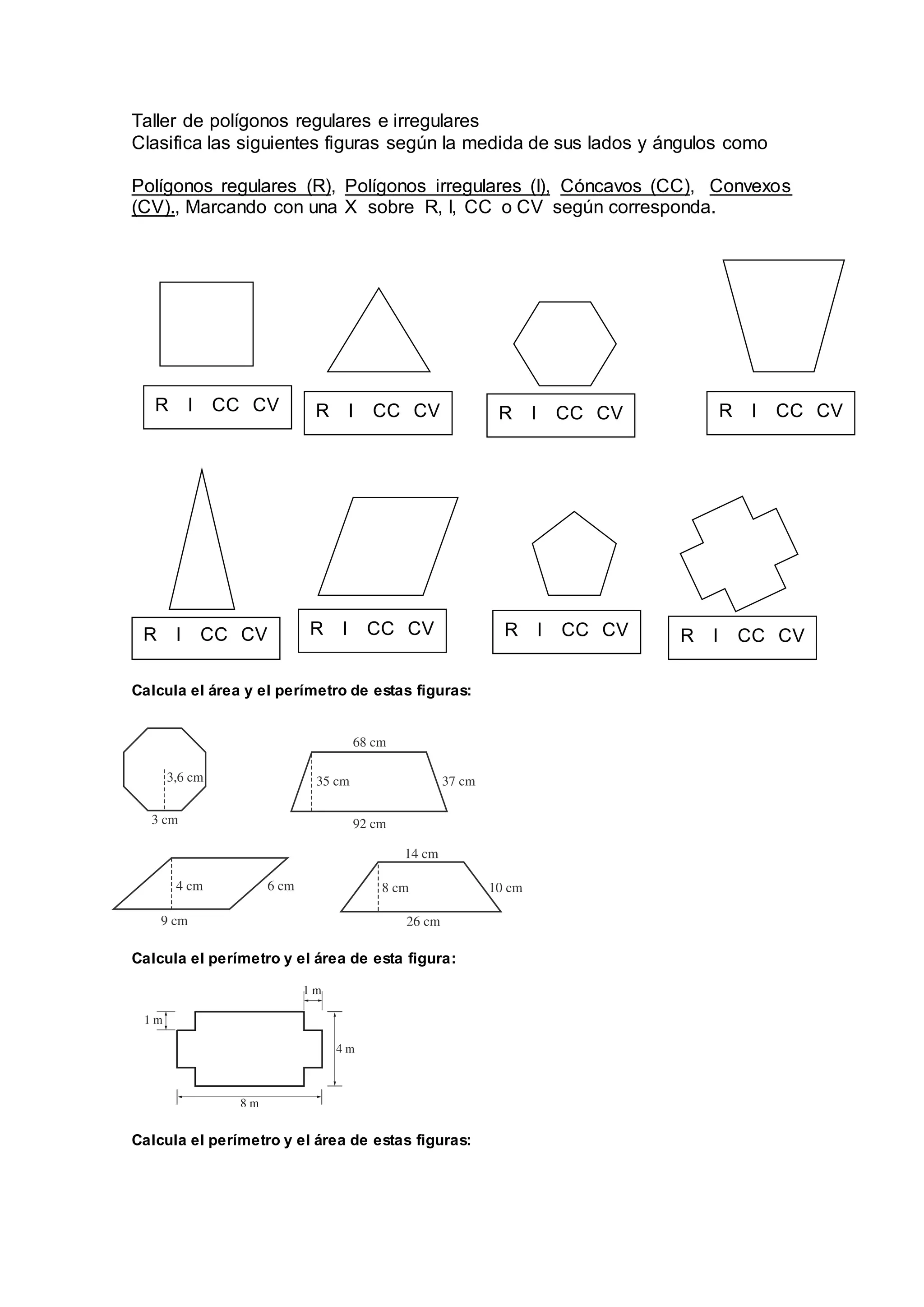 Calculo De Perimetro De Poligonos Regulares E Irregulares Printable