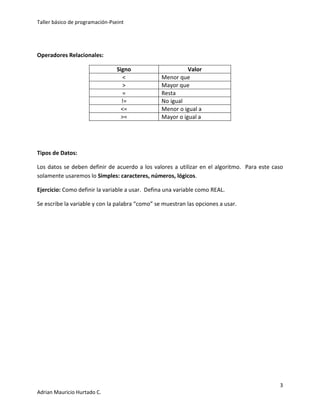 Taller de programacion pseint guia | PDF
