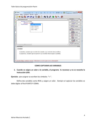 Taller de programacion pseint guia | PDF