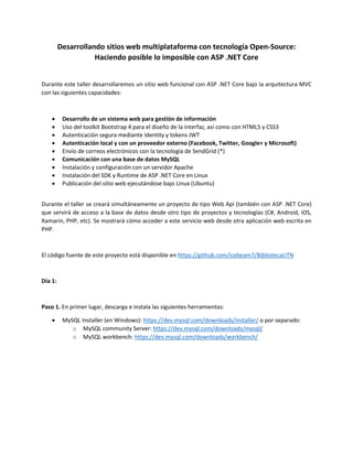 Taller desarrollando sitios web multiplataforma | PDF