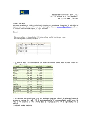 Taller funcion si | DOCX