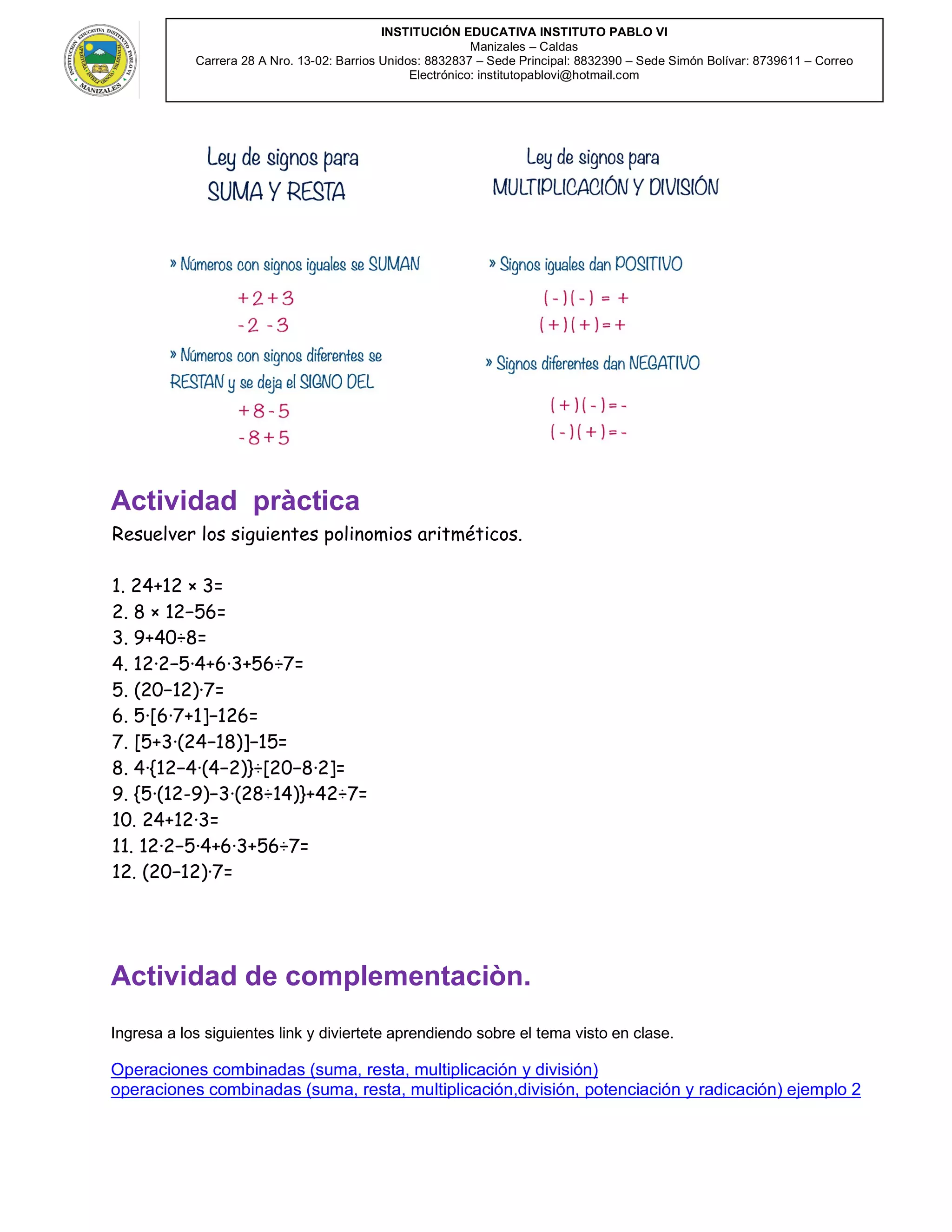 Taller matematicas grado septimo-1 | PDF | Educational Assessment ...