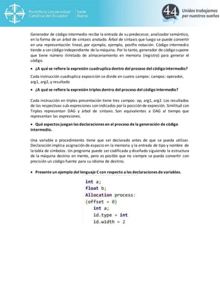 GENERACION DE CODIGO INTERMEDIO | DOCX