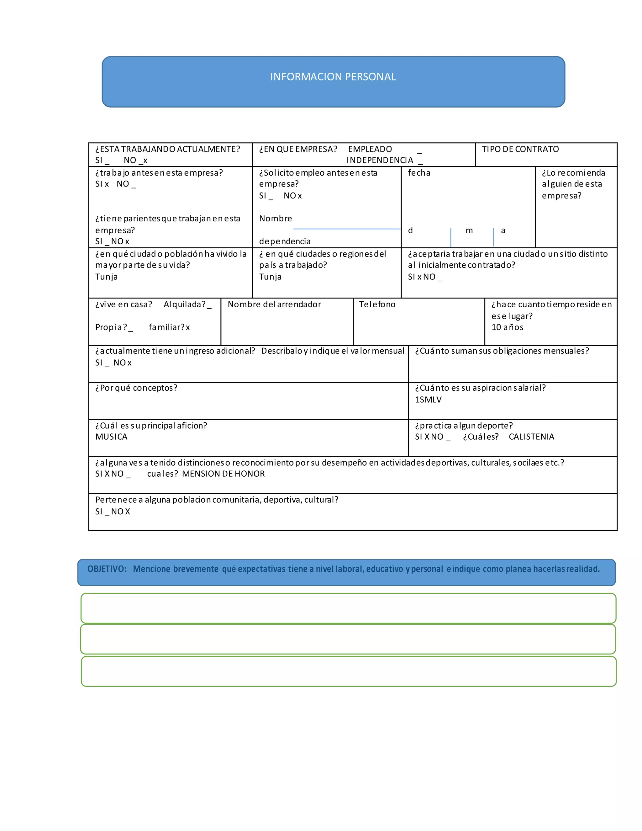 hoja de vida | DOCX | Job Market | Economy