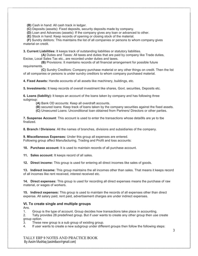 Tally erp 9 notes and practice book | PDF | Business Accounting ...
