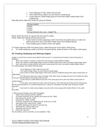 Tally erp 9 notes and practice book | PDF