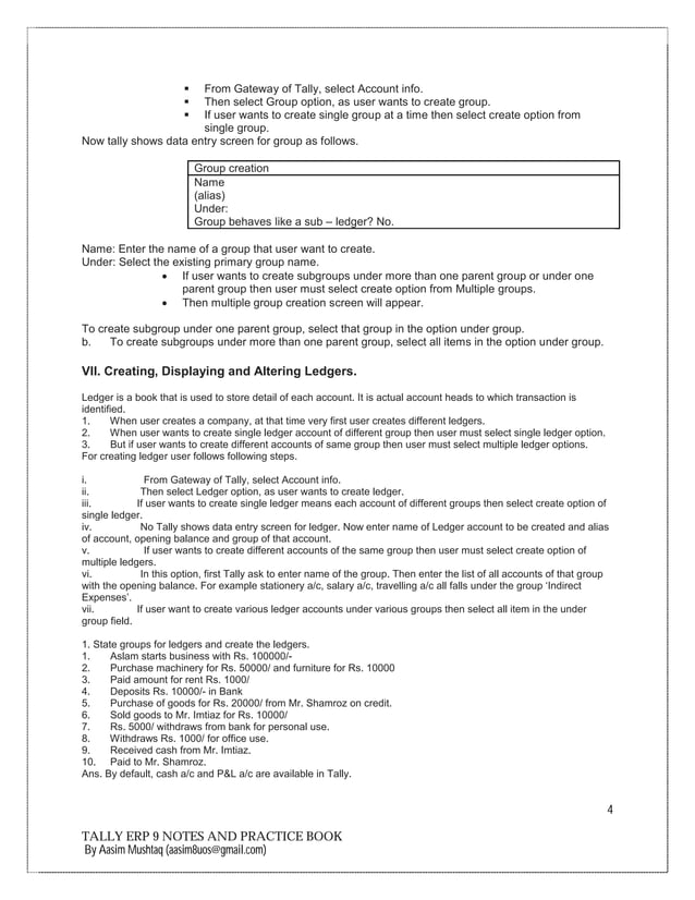 Tally erp 9 notes and practice book | PDF | Business Accounting ...