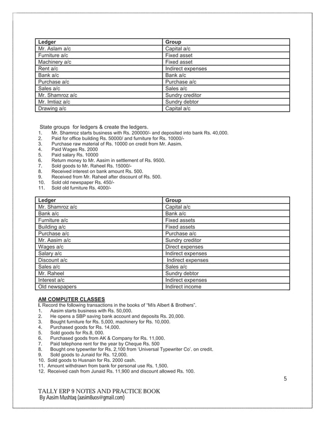 Tally erp 9 notes and practice book | PDF | Business Accounting ...