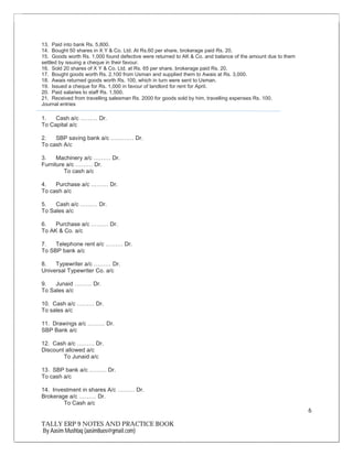 Tally erp 9 notes and practice book | PDF | Business Accounting ...