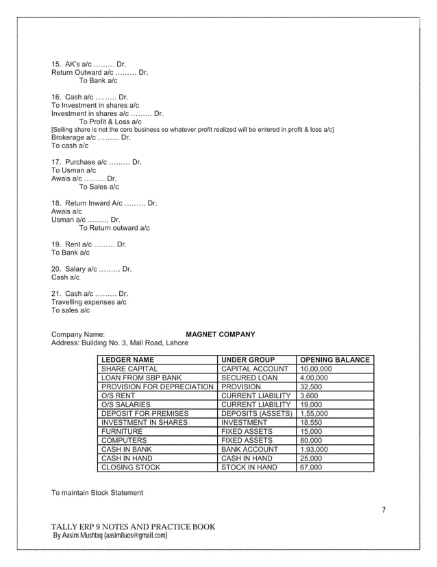 Tally erp 9 notes and practice book | PDF | Business Accounting ...