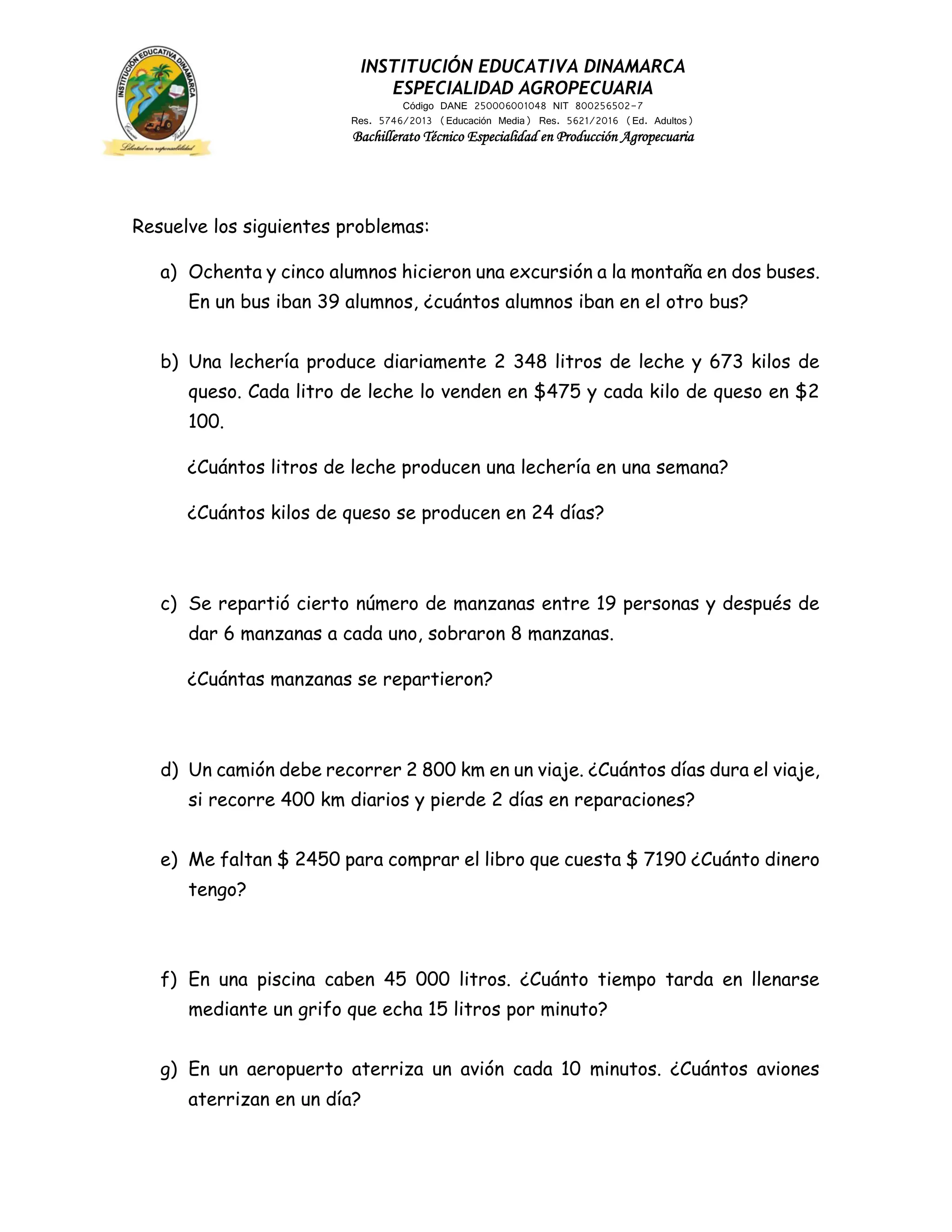 Taller problemas numeros enteros convertido | PDF | Air Travel | Travel ...