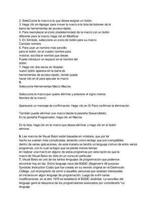 Taller sobre macros en excel | DOCX | Programming Languages | Computing