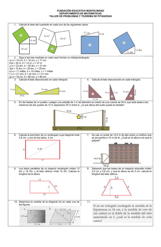 Taller teorema de pitagoras area | PDF