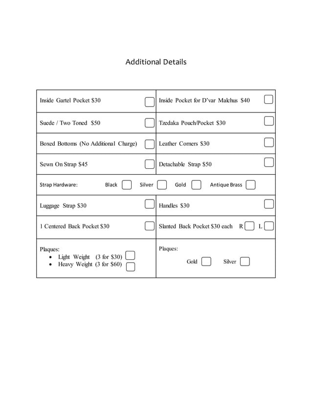Tallis and tefillin bag order form | PDF