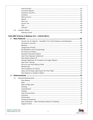 Tally.erp 9 release notes | PDF