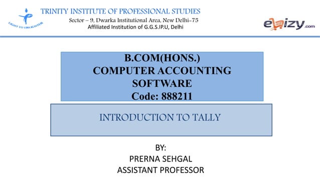 INTRODUCTION TO TALLY | PPTX | Computing | Technology & Computing