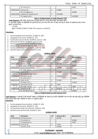Tally | DOCX | Business Accounting & Finance | Business