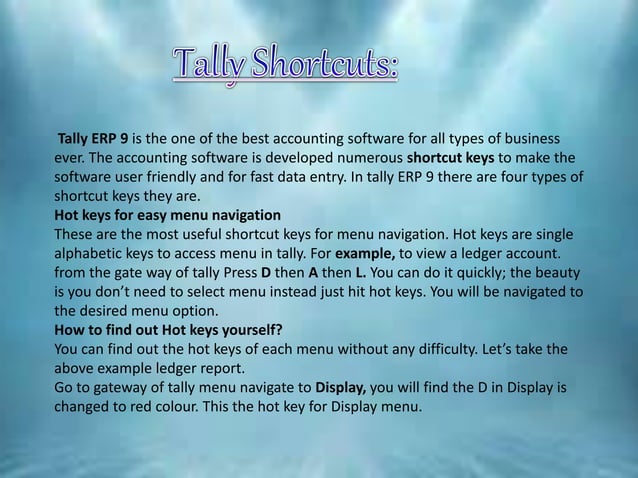 TALLY.pptx for Beginners to study about the basics | PPTX