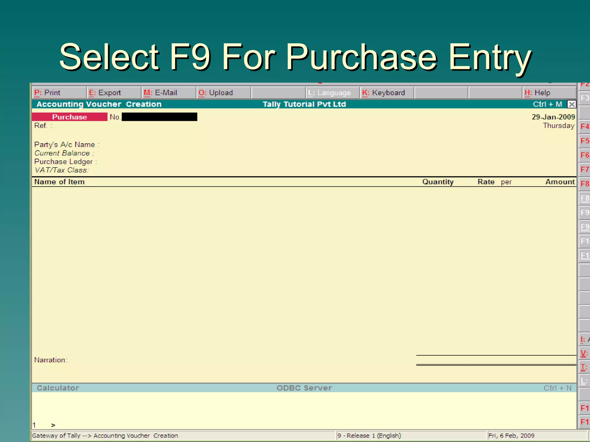 Tally 9 Purchase Entry | PPT