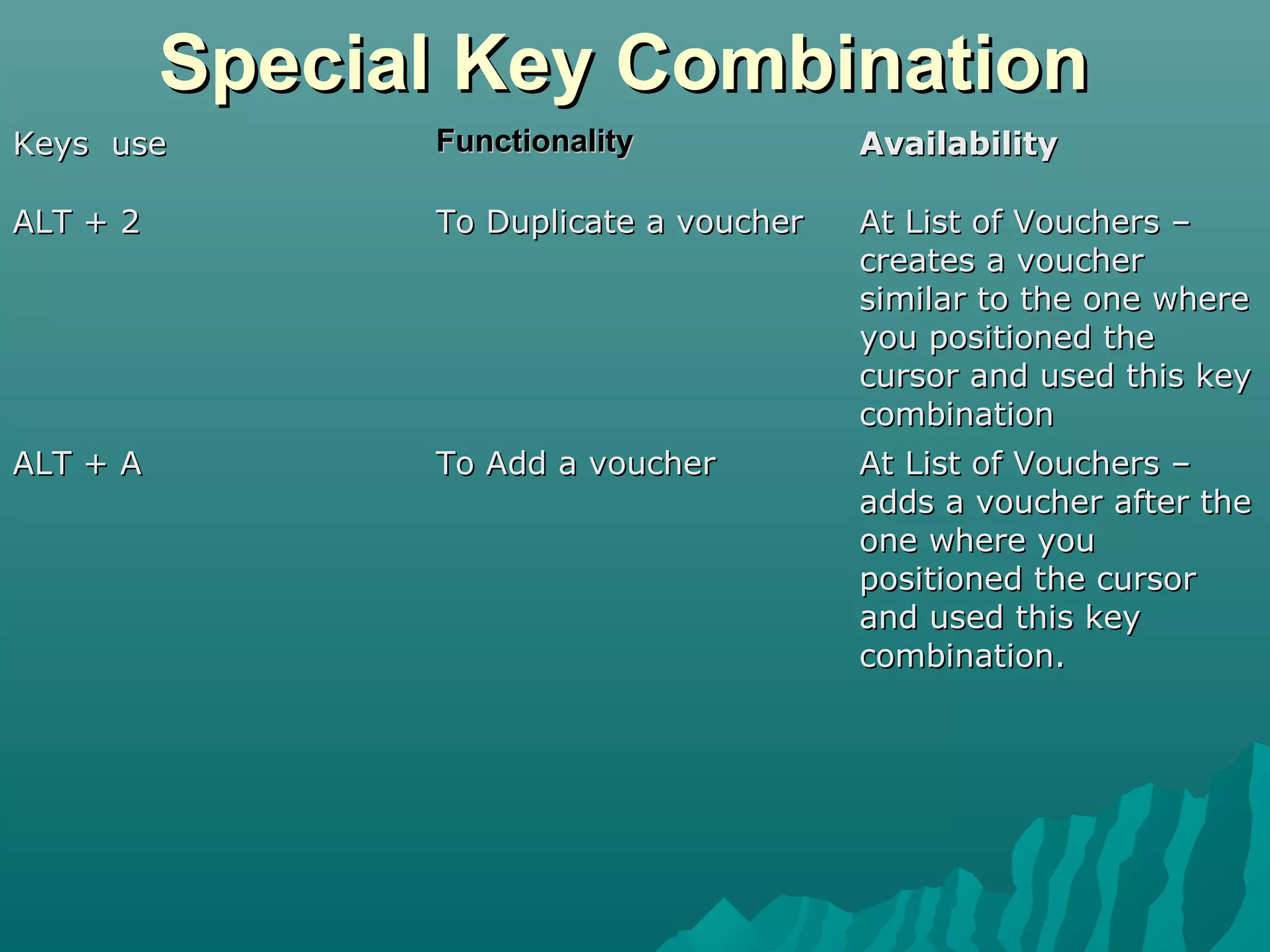 Tally 9 Shortcut keys | PPT