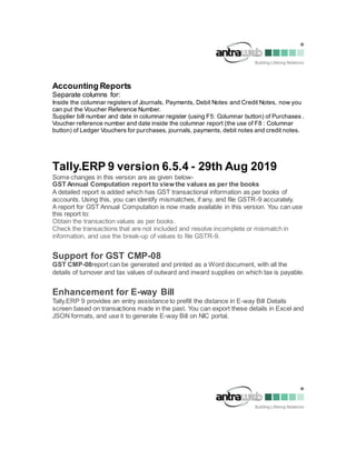 Tally 2019 updates. | DOC