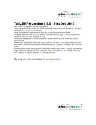 Tally 2019 updates. | DOC