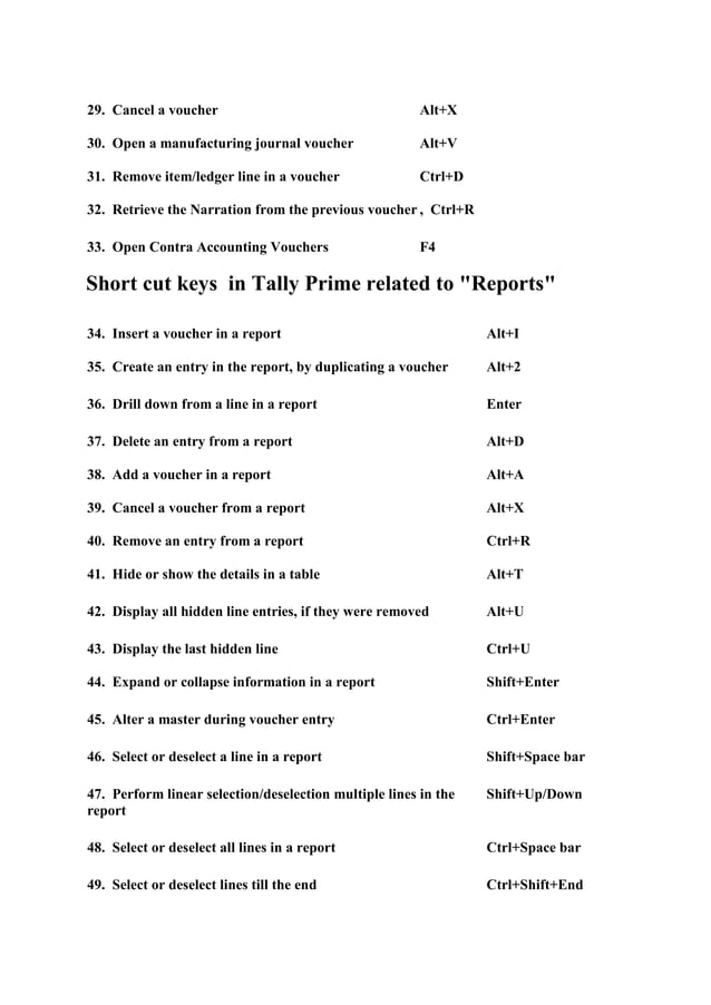 Tally Shortcuts That Boost Efficiency in Every Task | PDF