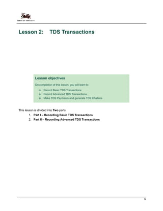 TDS in Tally ERP 9 | PDF