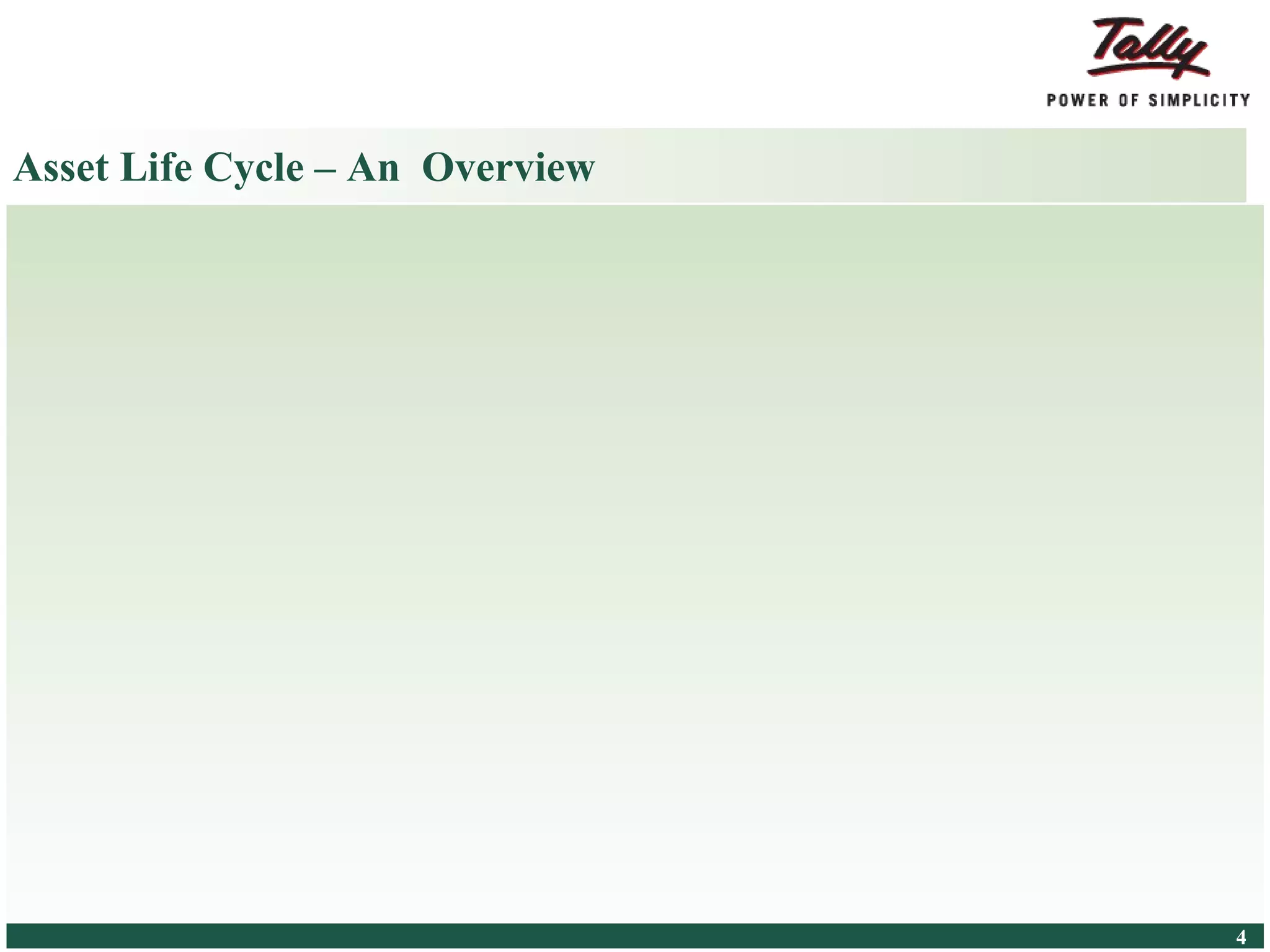 Tally.ERP 9 for fixed asset life cycle | PPS