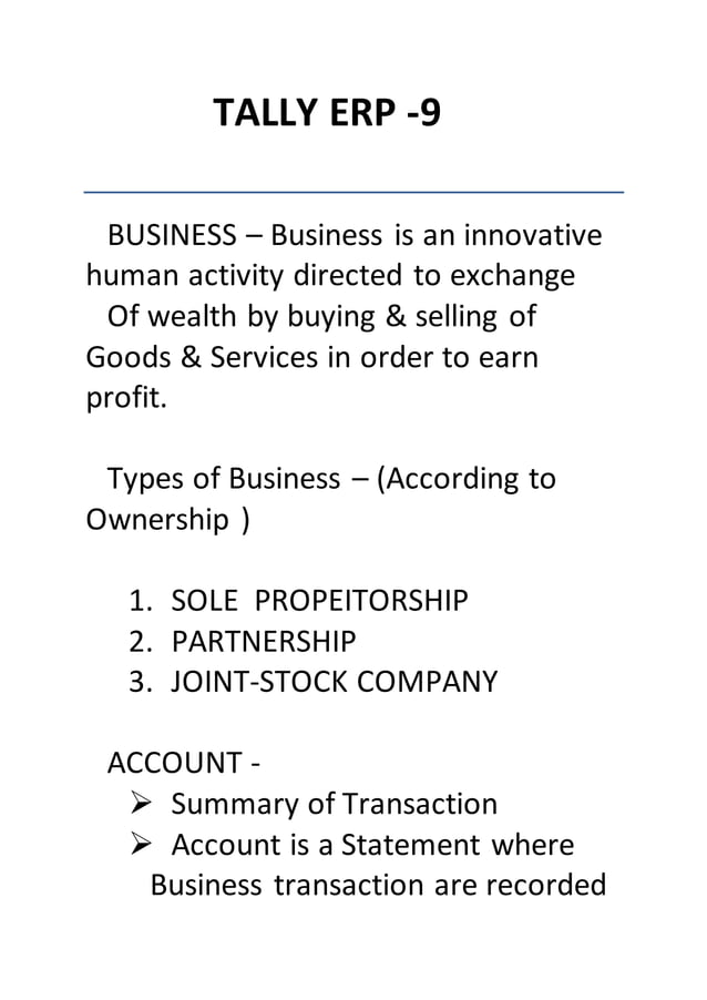 Tally erp 9 notes | DOCX | Business Accounting & Finance | Business