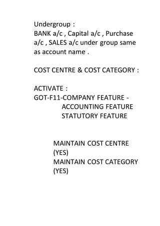 Tally erp 9 notes | DOCX