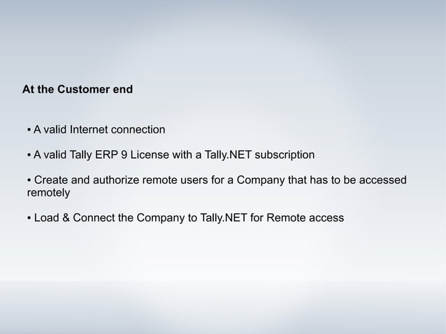 The Remote Access feature of Tally ERP 9 | PPT