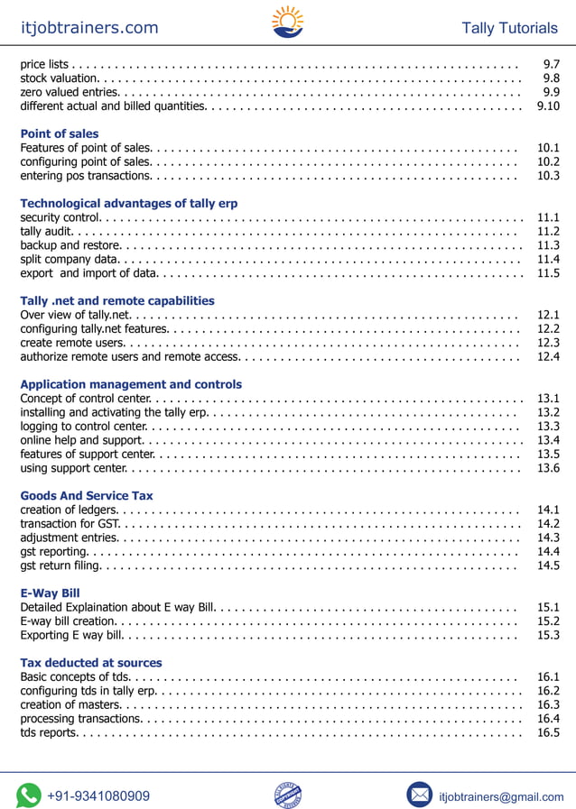 Tally erp syllabus | PDF