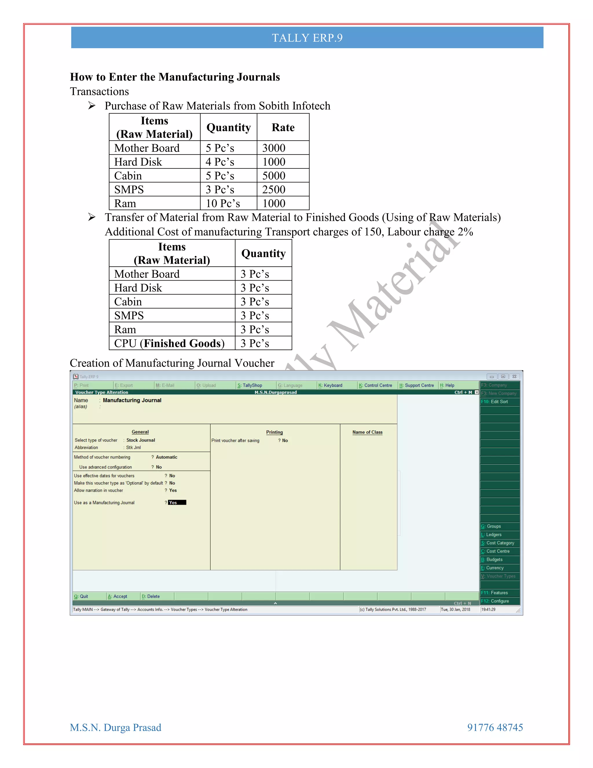 Tally Material with GST | PDF