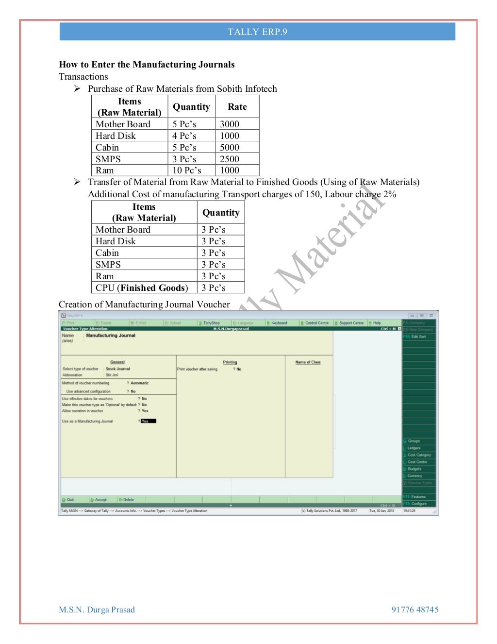 Tally Material with GST