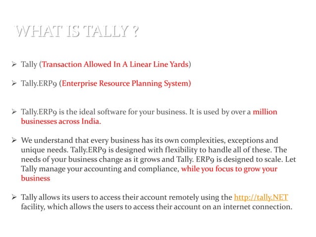 tally software detailed presentation .pdf | Credit Cards | Personal Debt