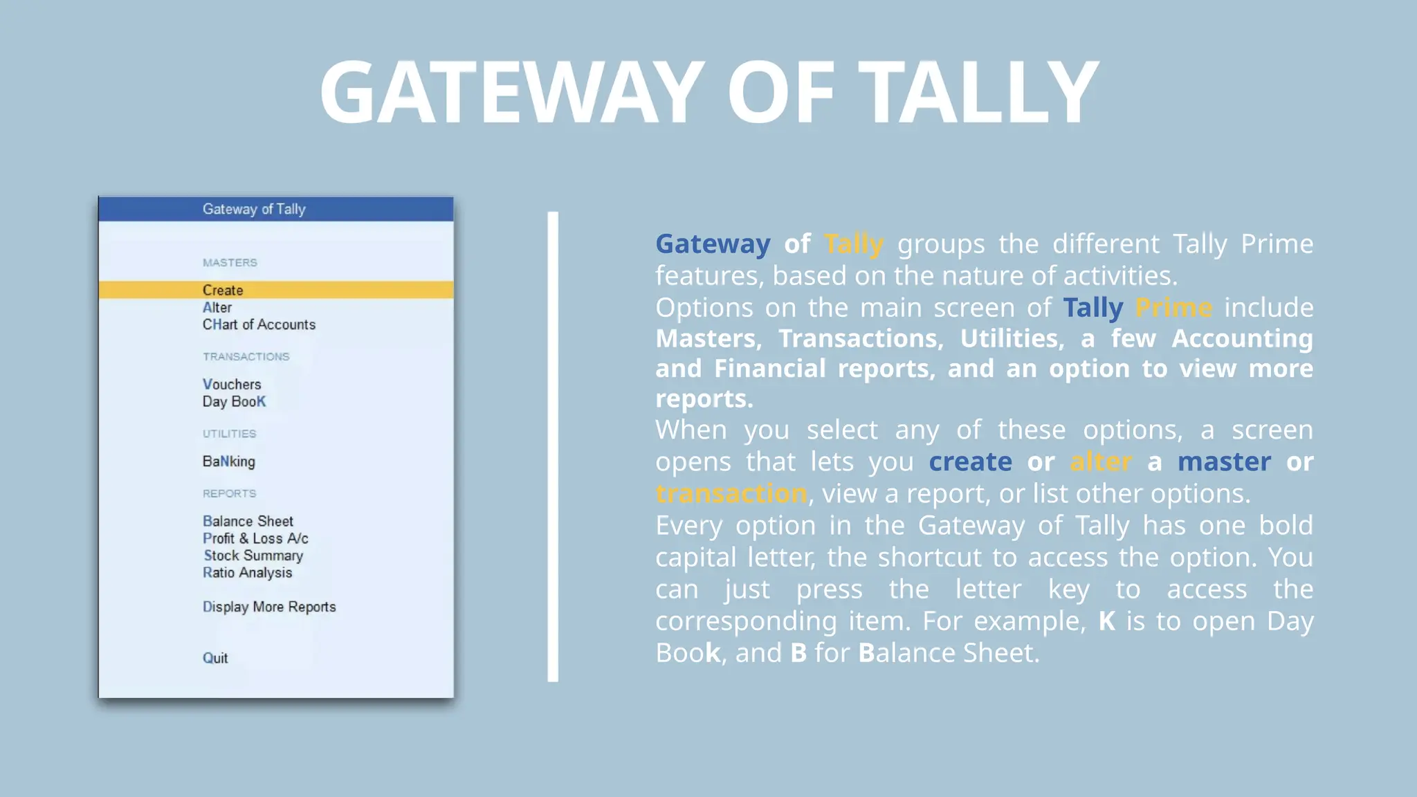 Tally Prime Powerpoint For CA ITT training | PPTX