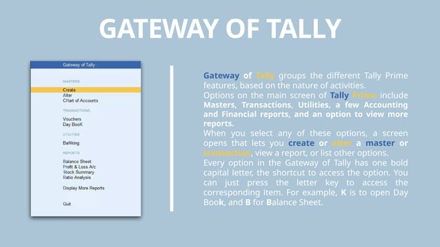 Tally Prime Powerpoint For CA ITT training | PPTX