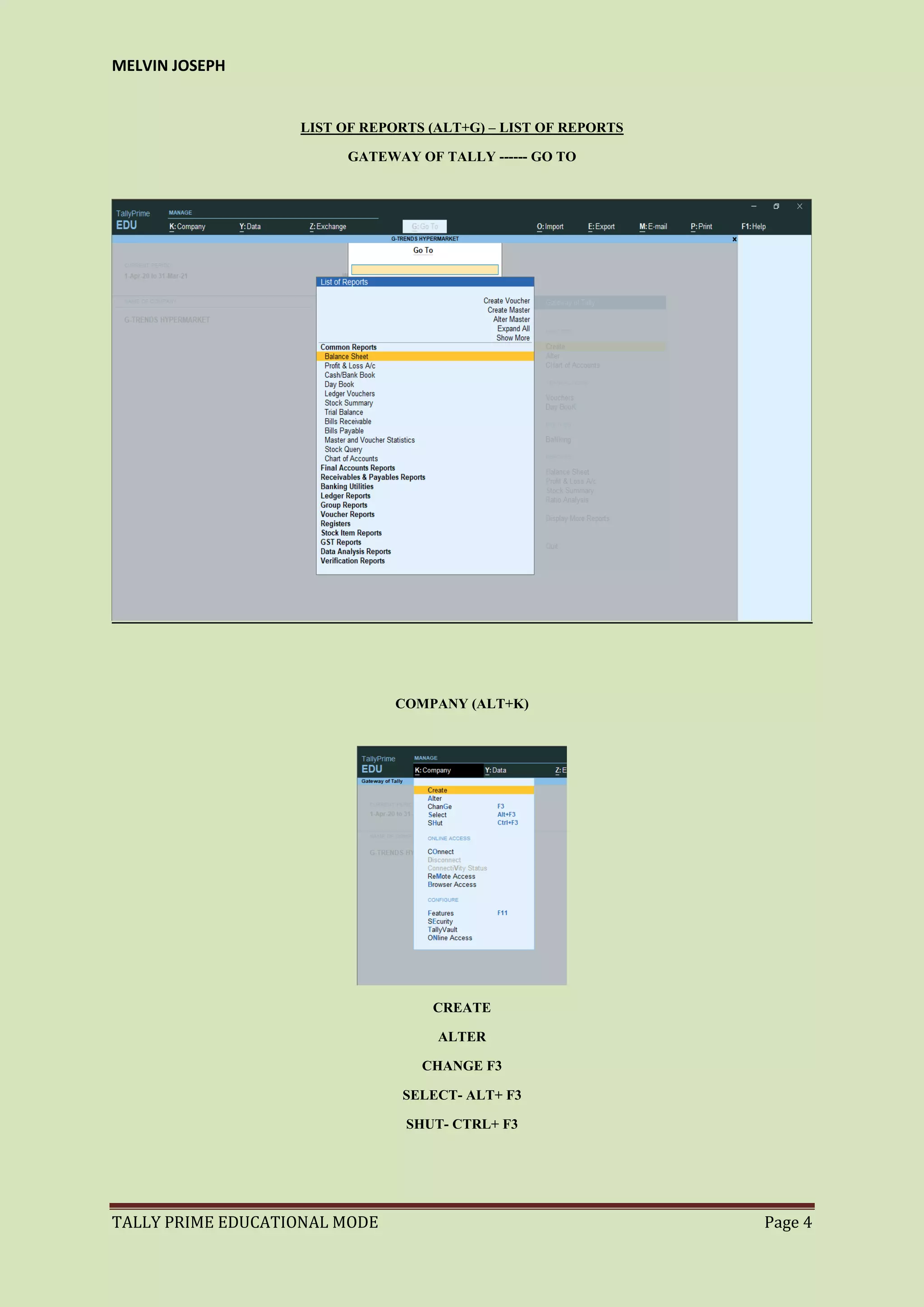 Tally Prime Educational mode Tutorial | PDF