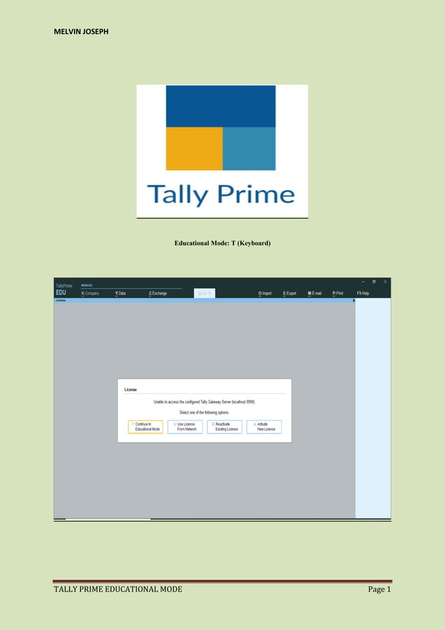 Tally Prime Educational mode Tutorial | PDF | Stocks and Bonds ...