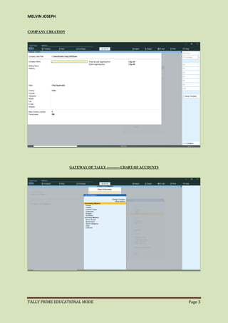 Tally Prime Educational mode Tutorial | PDF