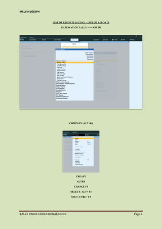 Tally Prime Educational mode Tutorial | PDF