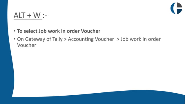 Tally.ERP 9 shortcut keys | PPTX | Computer Peripherals | Computing