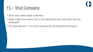 Tally.ERP 9 shortcut keys | PPTX