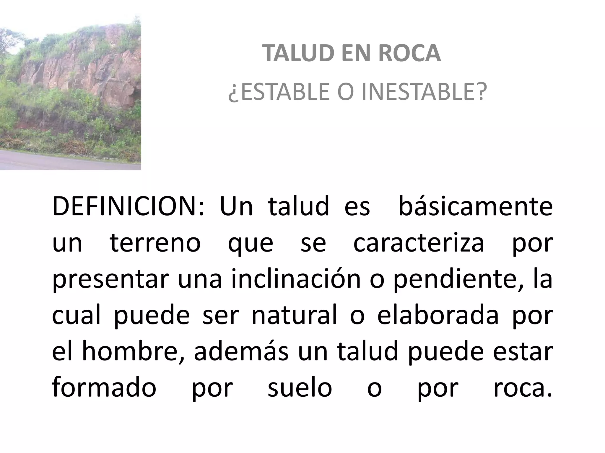 Taludes en roca | PPTX