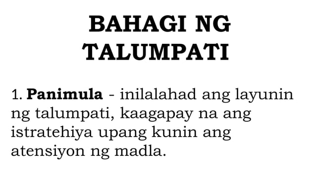 TALUMPATI AT MGA BAHAGI NG TALUMPATI.pptx