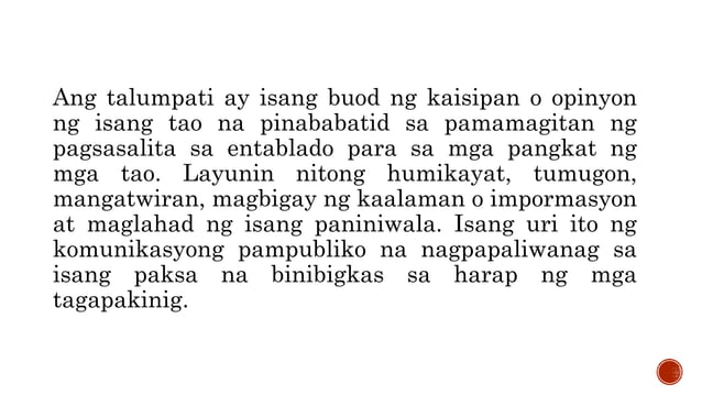 (TALUMPATI) Talumpati for grade 10... Talumpati ppt. | PPTX