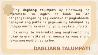 TALUMPATI WK13.pptx magandang araw . aralin ay talumpati | PPTX