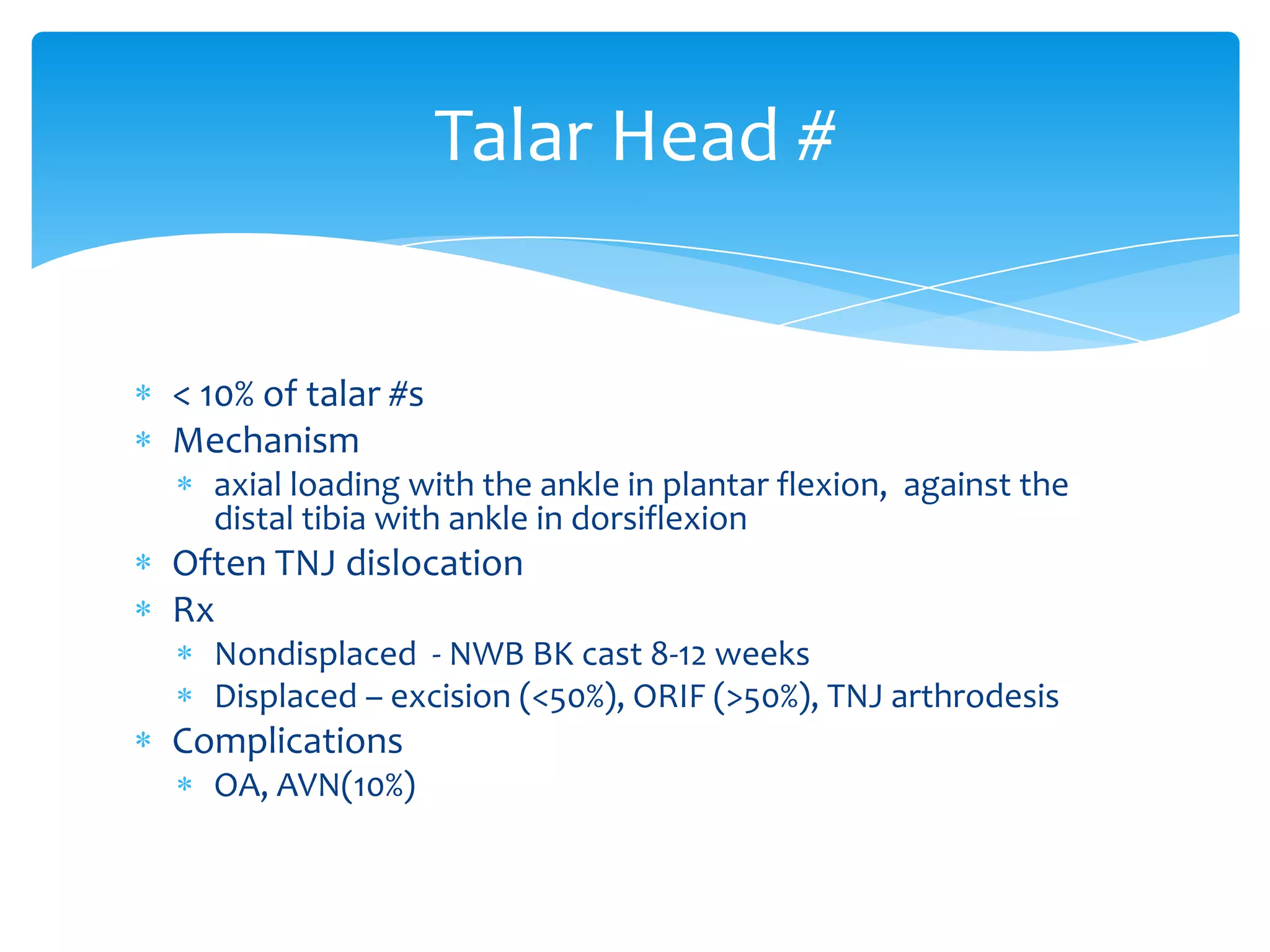 Talus anatomy, blood supply & fractures | PPTX
