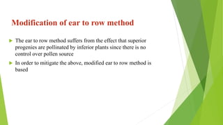 Breeding Methods in Cross Pollinated crops, Mass Selection, Ear to row ...